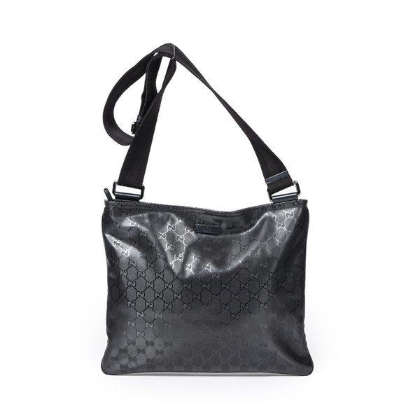 Gucci | Bags | Gucci Large Square Messenger In Black Guccissima Imprint ...